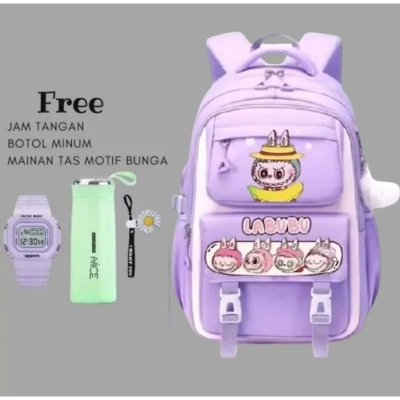 Jual Tas Labubu Tas Sekolah Anak Perempuan Motif BONEKA LABUBU VIRAL Tas Sekolah Anak Sd Labubu ...