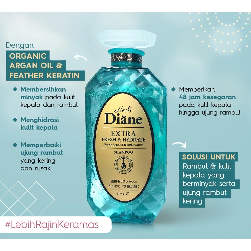 Jual MOIST DIANE EXTRA FRESH&HYDRATE SHAMPOO|TREATMENT 450ML | Shopee ...
