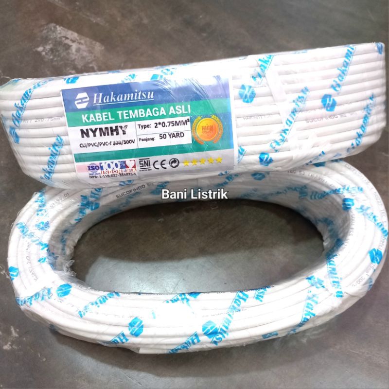 Jual Kabel Listrik Serabut Tembaga Asli SNI 2x0,75 NYMHY 1 Roll 50 Yard | Shopee Indonesia