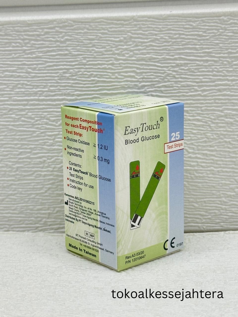 Jual EASY TOUCH STRIP TEST CEK GULA DARAH ISI 25 STIK GDS GLUCOSE ...