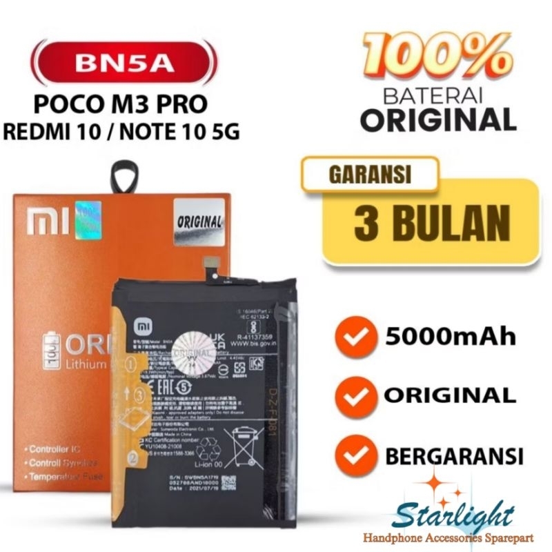Jual BATERAI BATRE BATRAI BATTERY XIAOMI REDMI 10 4G / REDMI NOTE 10 5G / POCO M3 PRO 5G / BN5A ...
