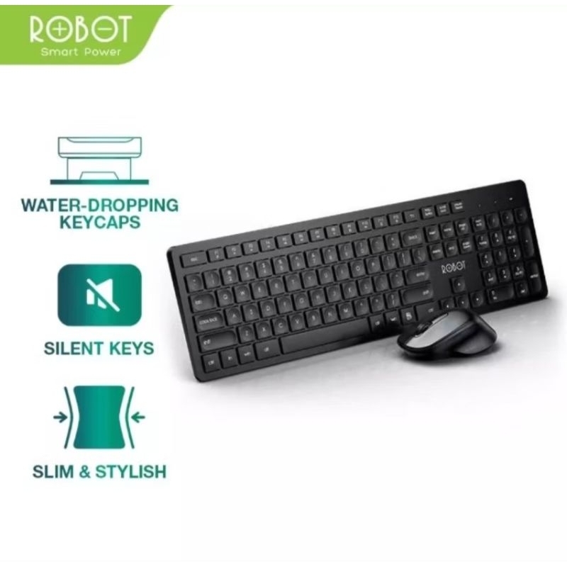 Jual KEYBOARD DAN MOUSE WIRELESS ROBOT KM4000 SILENT GARANSI 1 TAHUN ...