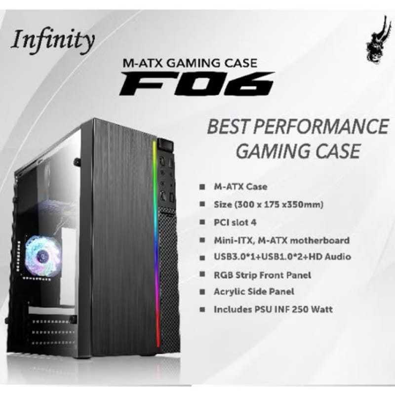 Jual Casing PC Infinity F06 with PSU 250W Case F 06 RGB Front Panel ...