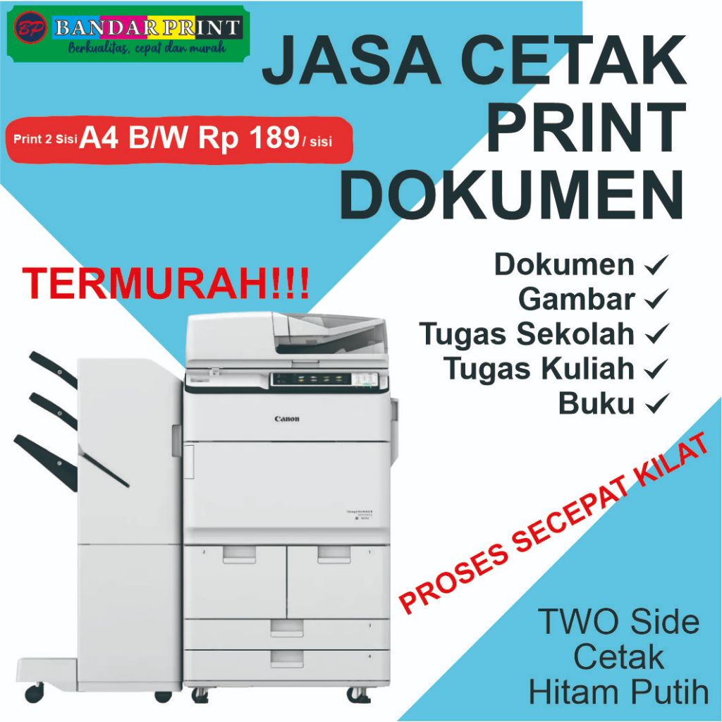 Jual PRINT / CETAK BUKU CEPAT A4 80/100 GSM TERMURAH, CETAK DOKUMEN ...
