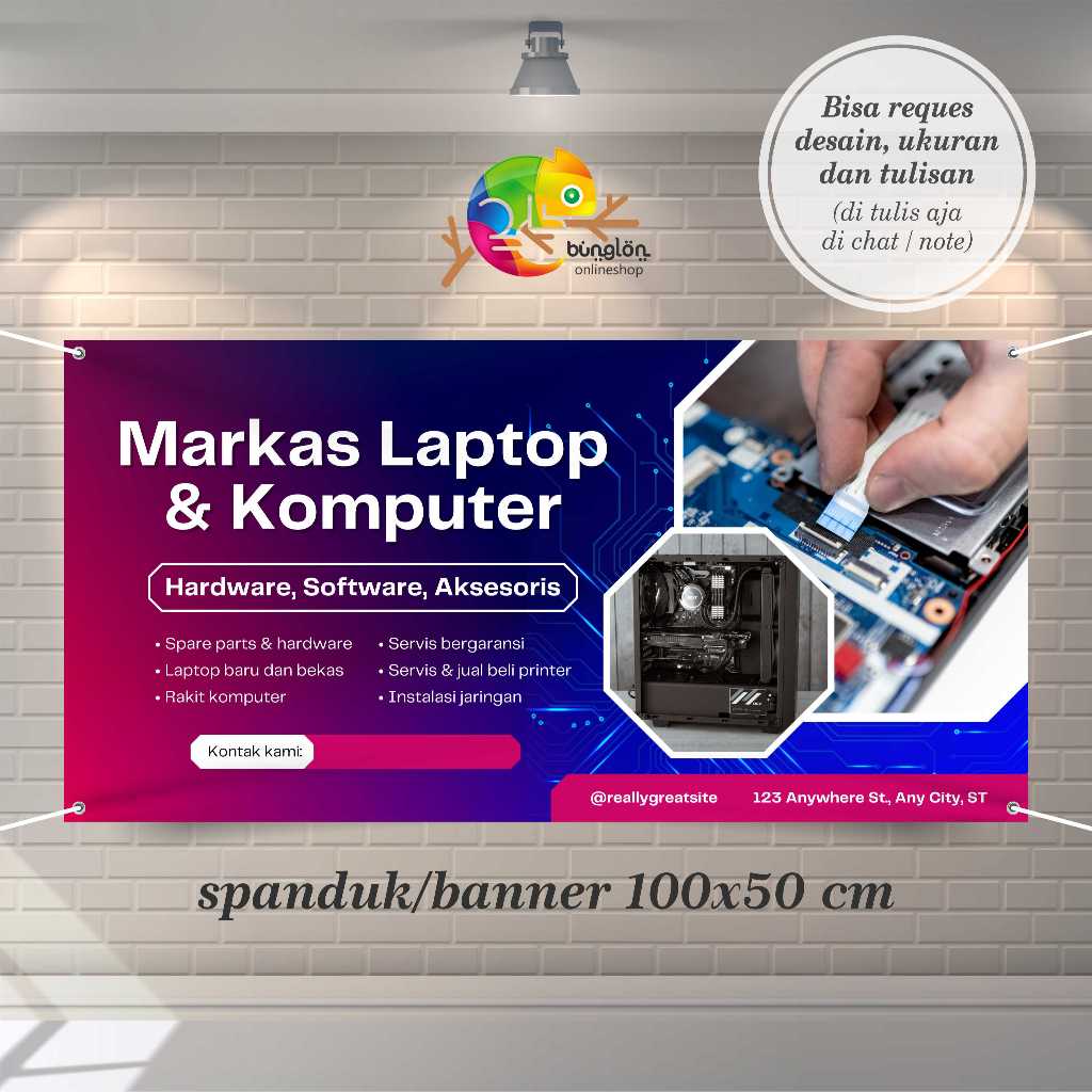 Jual Cetak Spanduk Banner Biru Modern Spanduk Servis Laptop dan ...