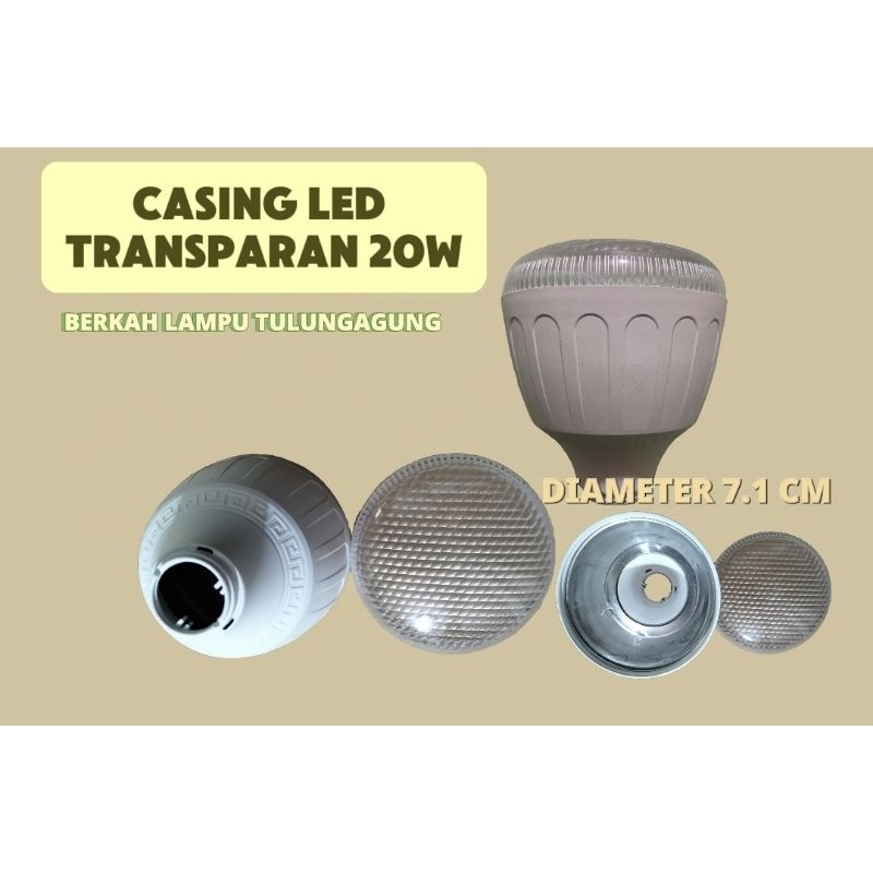 Jual kap led transparan 20w/casing led 20w transparan/tutup lampu led ...