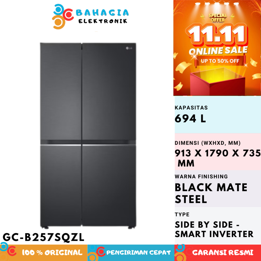 Jual LG GC-B257SQZL Kulkas Side by Side 694L Smart Inverter | Shopee Indonesia