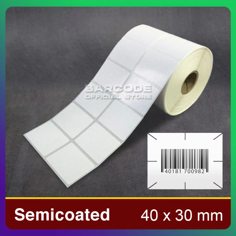 Jual 40x30mm Semicoat Label Cacah Kertas Sticker Barcode Harga ...