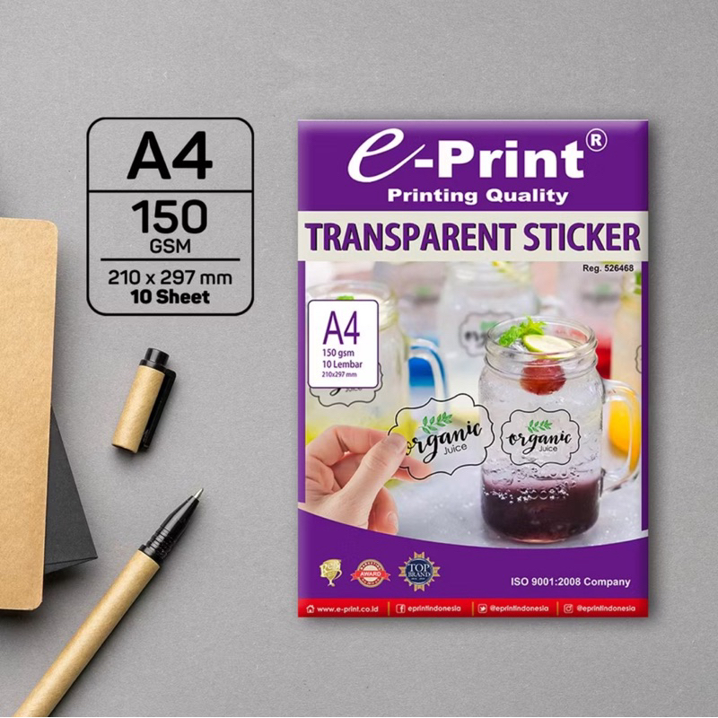 Jual E-PRINT STICKER TRANSPARAN A4 150 GSM | Shopee Indonesia