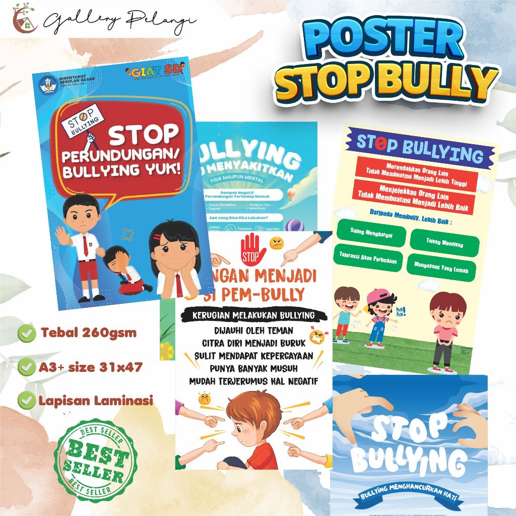 Jual Poster Stop Bully,Stop Perundungan Anak, Untuk Sekolah, Instansi dan Umum Laminasi Wipe ...
