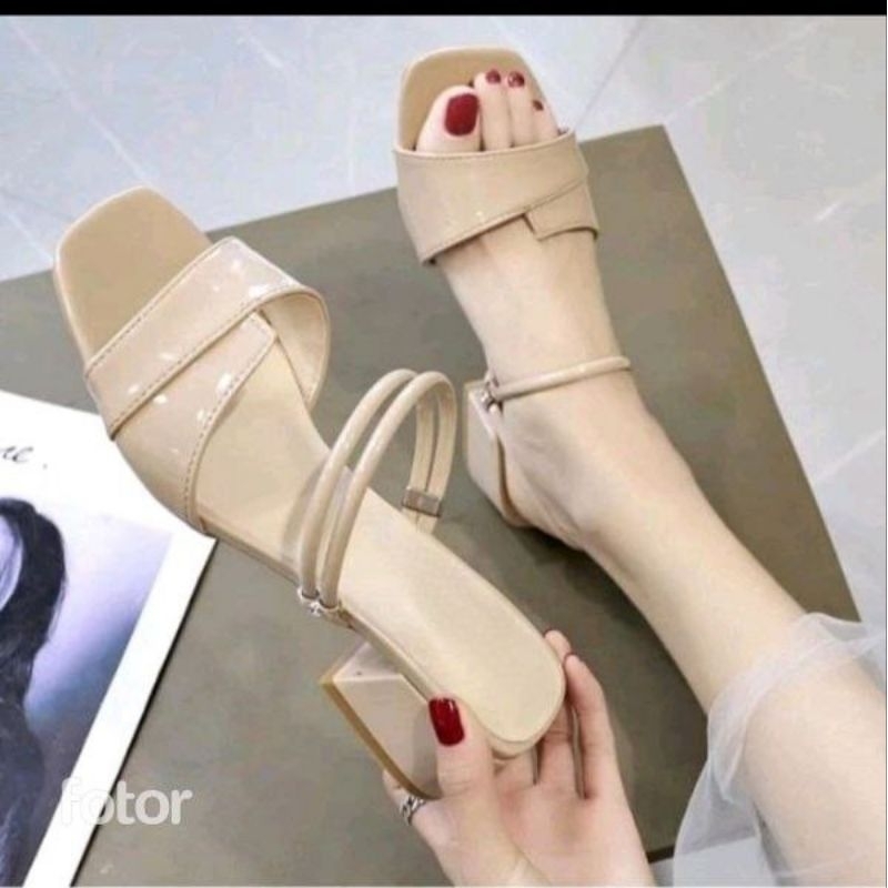 Jual Sandal Heels Wanita Sandal Hak Tahu 5cm Sepatu Kondangan Cewek ...