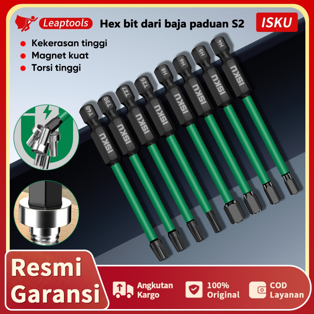 Jual Isku Magnetic kunci L Hex Key Baja S2 Set 8 pcs & Star bit set 9 ...