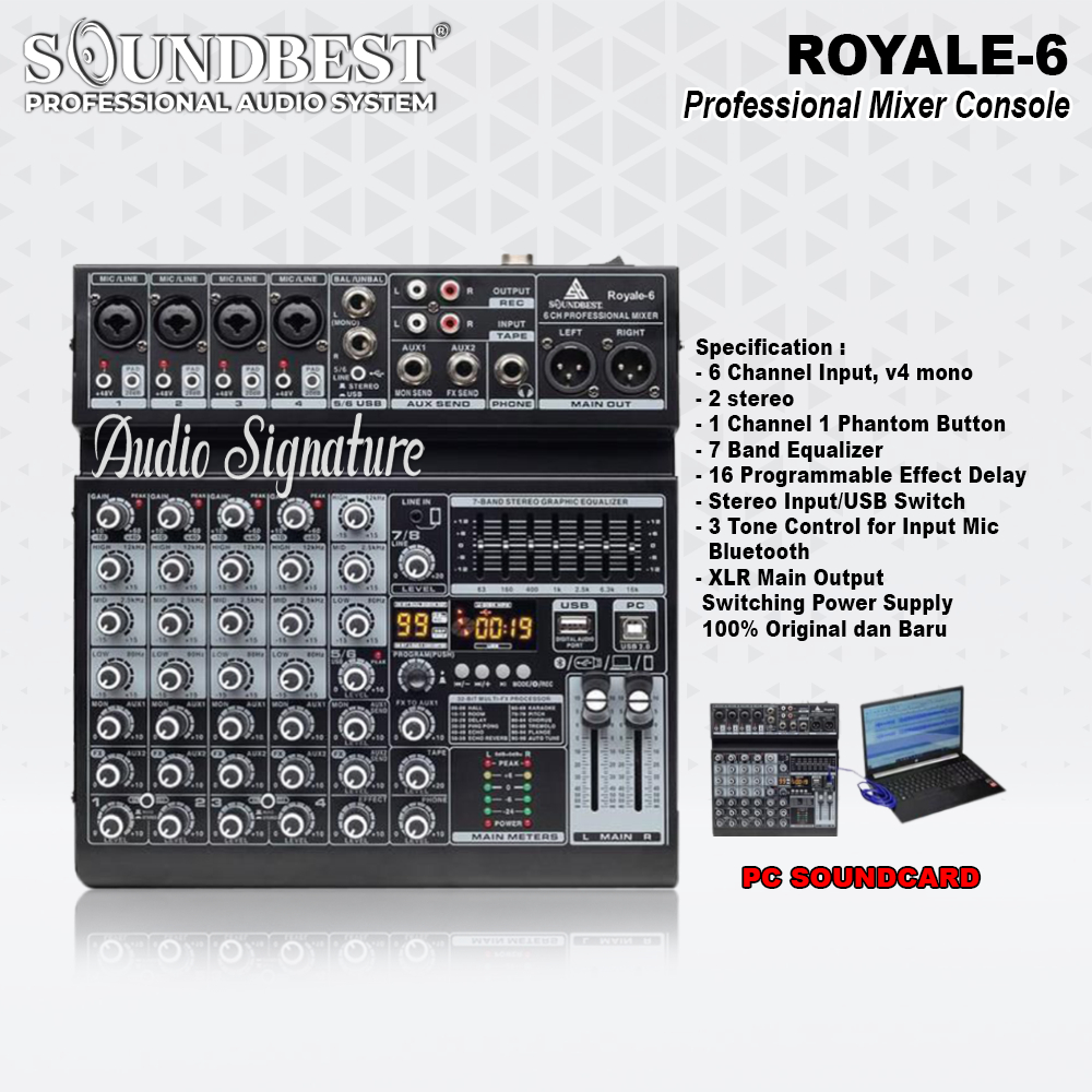 Jual Mixer 6 Channel SOUNBEST ROYALE 6 | ROYALE6 Bluetooth Recording ...