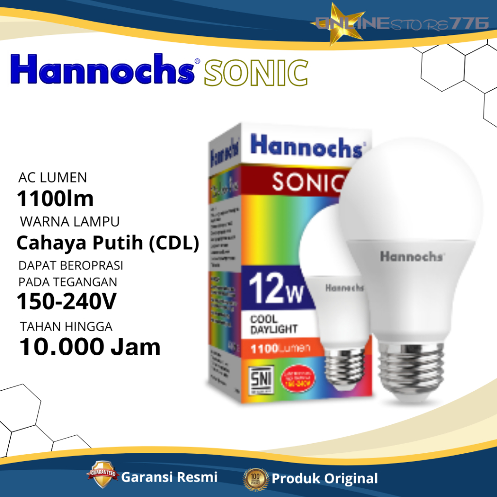 Jual Bohlam Lampu LED Hannochs Sonic 12WATT Cahaya Putih - GARANSI RESMI 1 TAHUN | Shopee Indonesia
