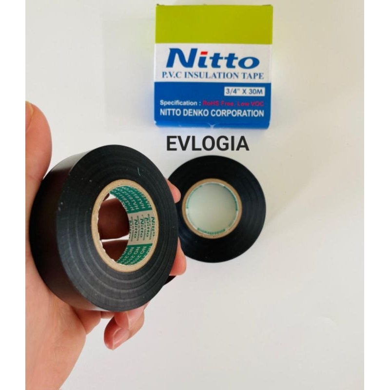 Jual Isolasi Listrik nitto Original Tape Hitam PVC Kabel 3/4" 30 M ASLI ...