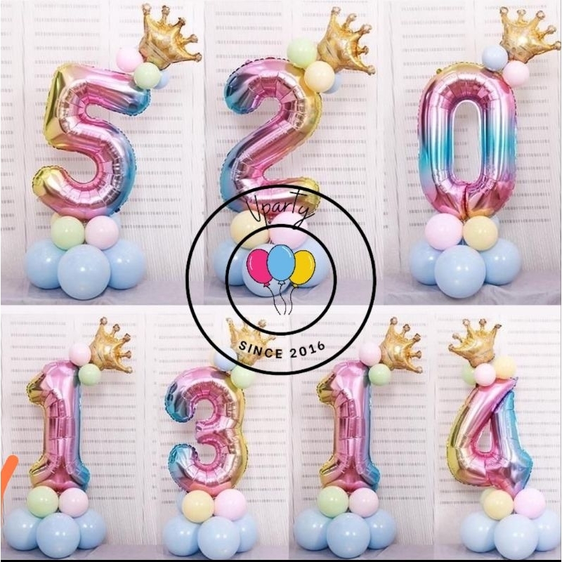 Jual Paket Balon Angka Ulang Tahun Jumbo Rainbow Pastel | Shopee Indonesia