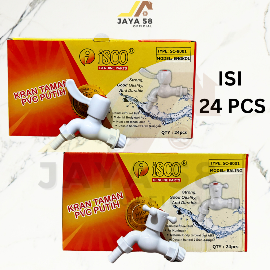 Jual GROSIR 1 Box isi 24 pcs Kran Taman Tembok Bahan Plastik PVC Putih ...