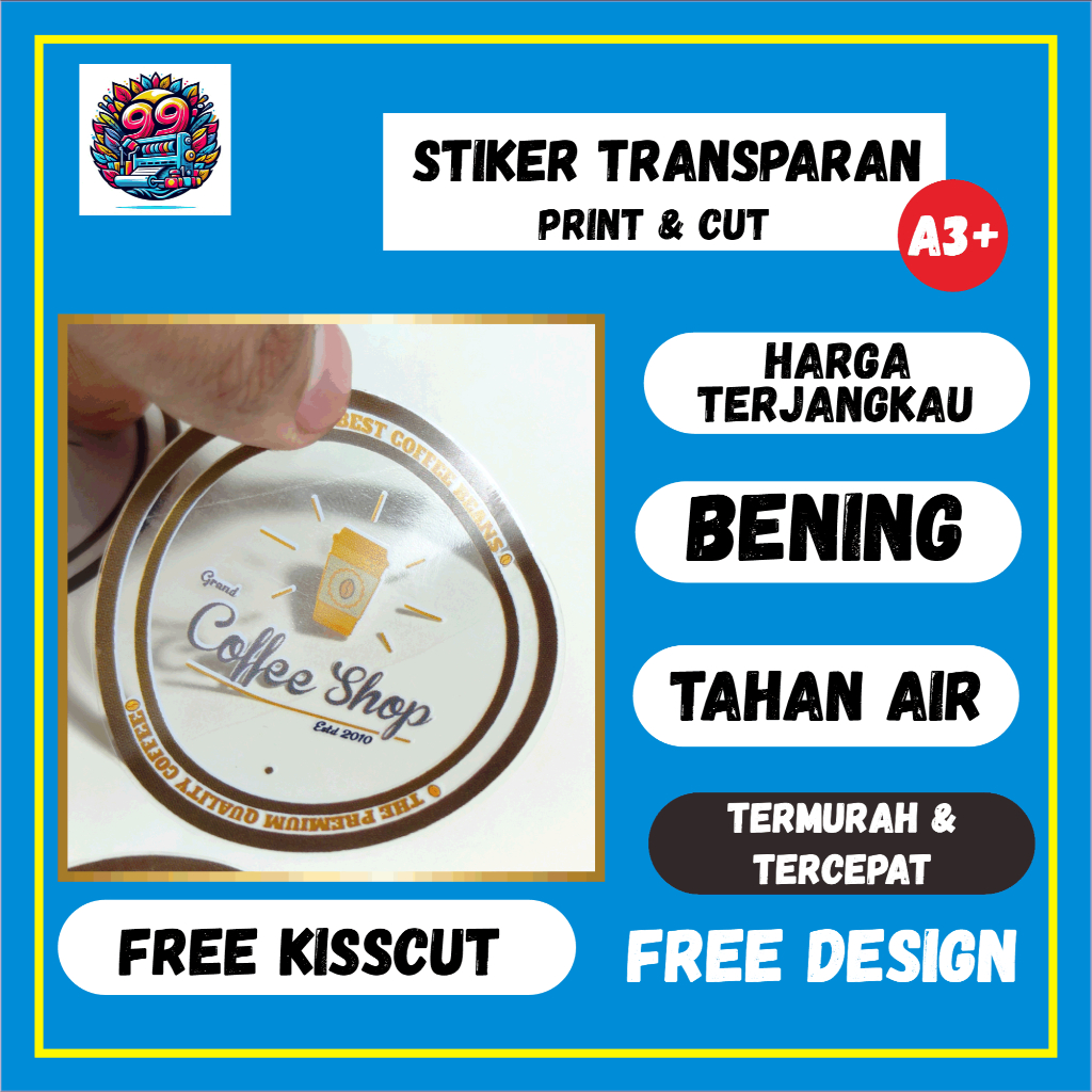 Jual Cetak Sticker Vinyl Transparan A3+ / Anti Air / Print & Cut Stiker Label Kemasan | Shopee ...
