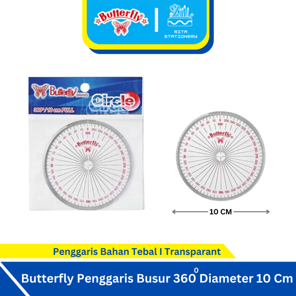 Jual Butterfly Penggaris Busur 360 Derajat Diameter 10 Cm - Satuan ...