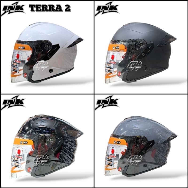 Jual Helm INK TERRA 2 SOLID | Double visor | INK original | half face ...