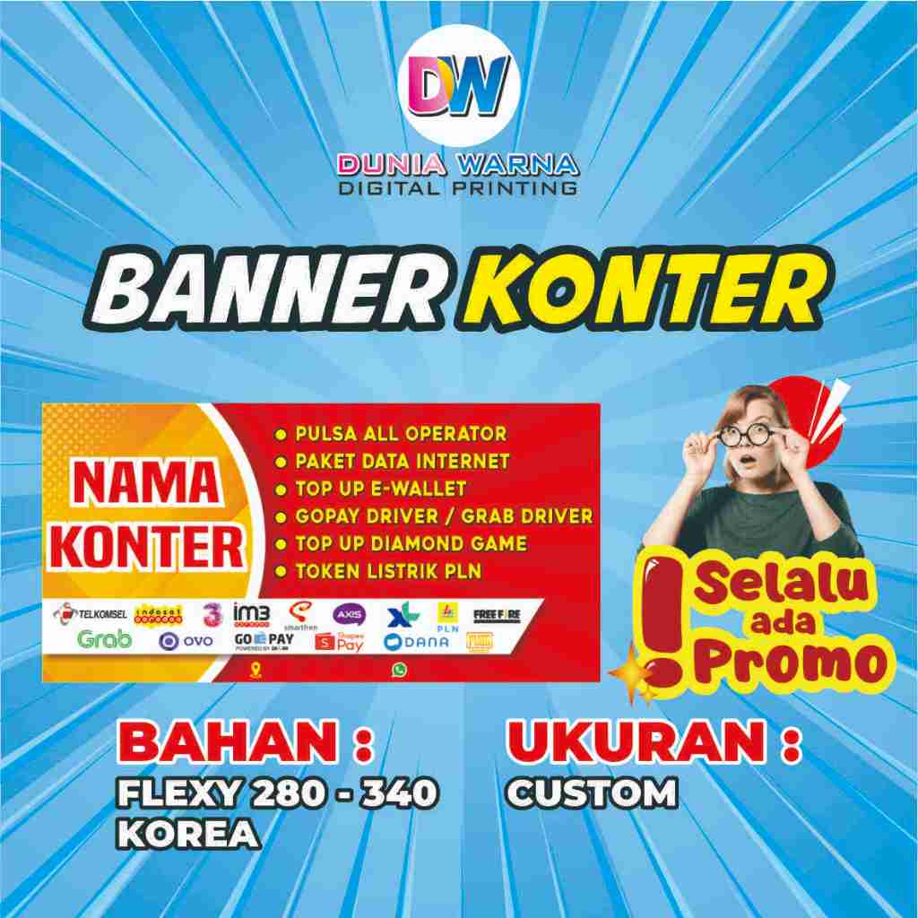 Jual BANNER SPANDUK KONTER TOKO KIOS WARUNG UKURAN 400 X 200 BISA GANTI ...