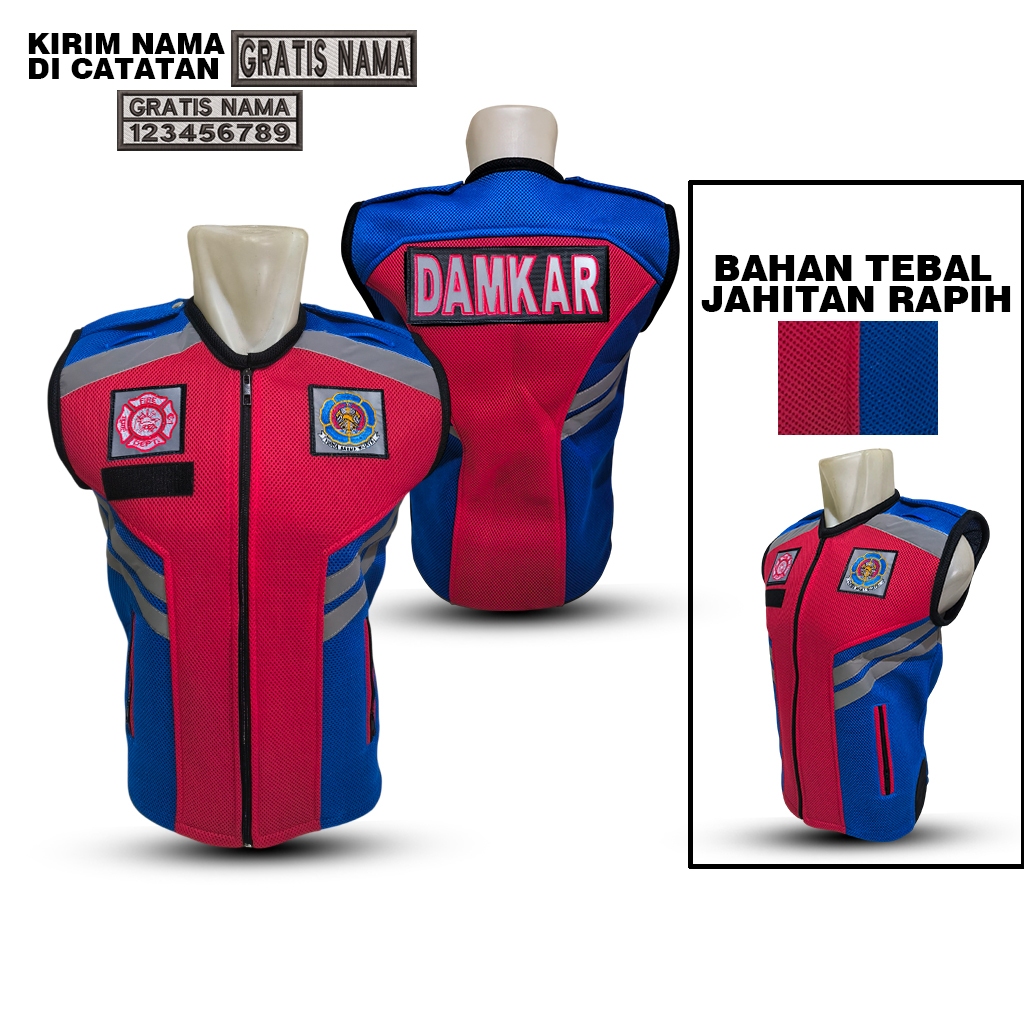 Jual Wirasardi -Rompi Damkar Double Mesh Tebal Merah Biru | Shopee ...