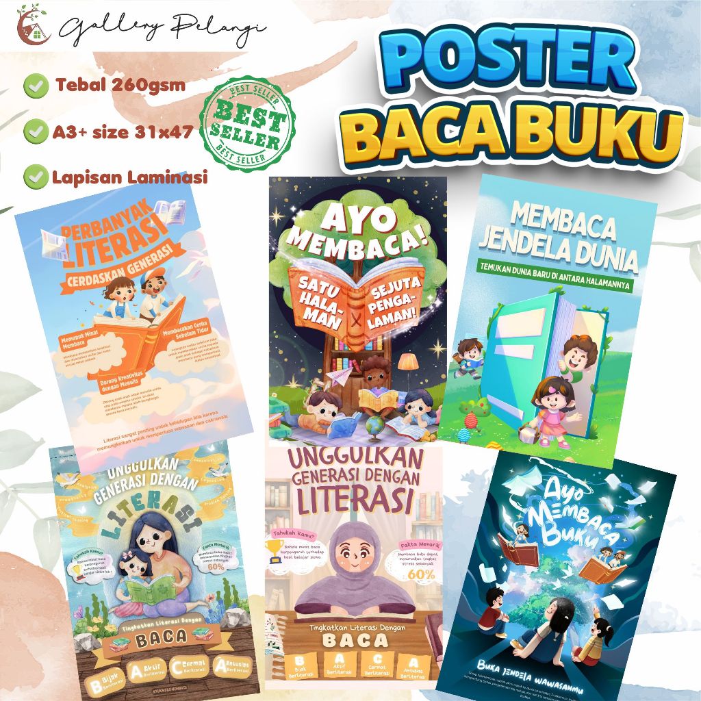 Jual Poster literasi, Ayo Membaca Buku Untuk Sekolah, Instansi dan Umum ...