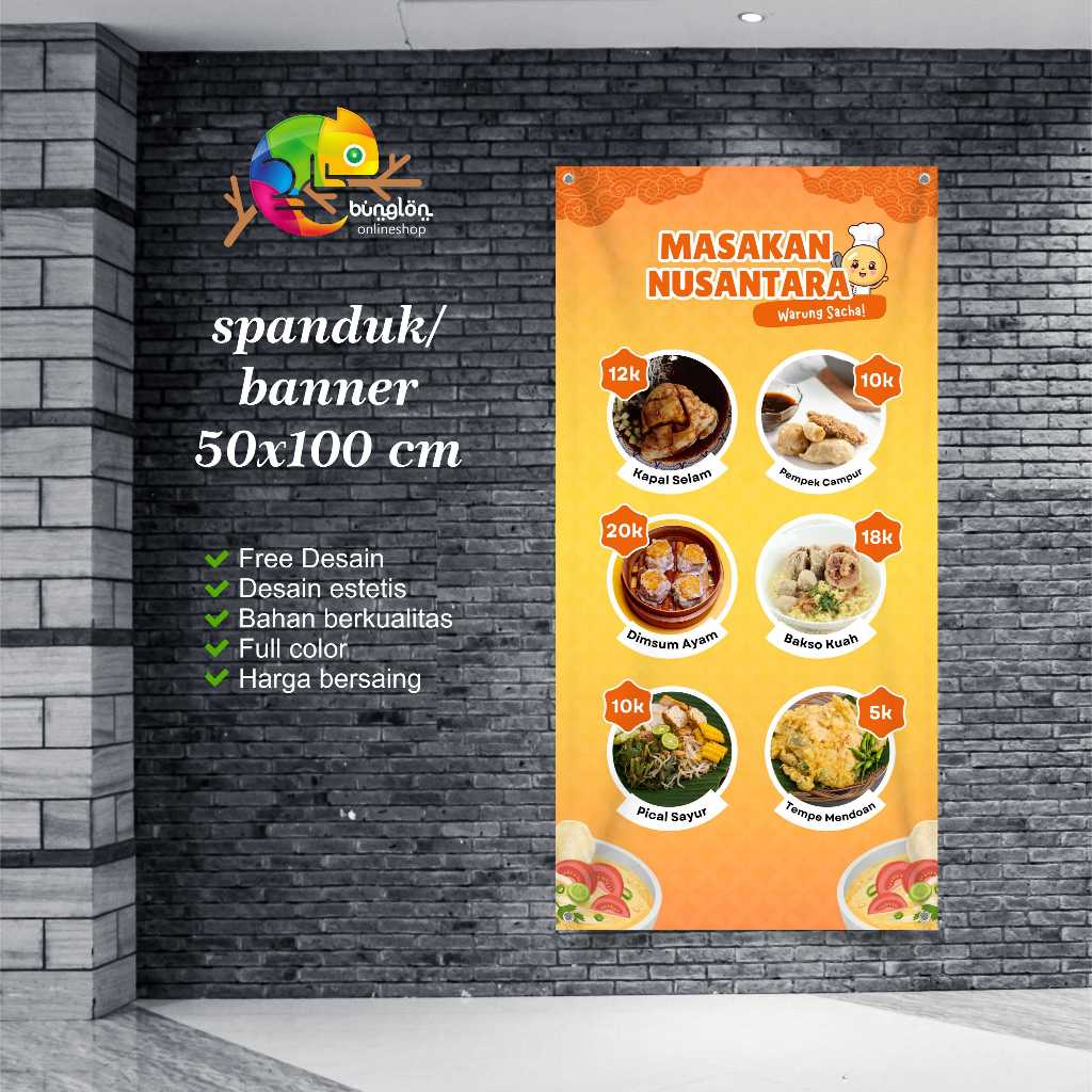 Jual Cetak Spanduk Banner Kuning dan Oranye Estetik Gradasi Menu ...