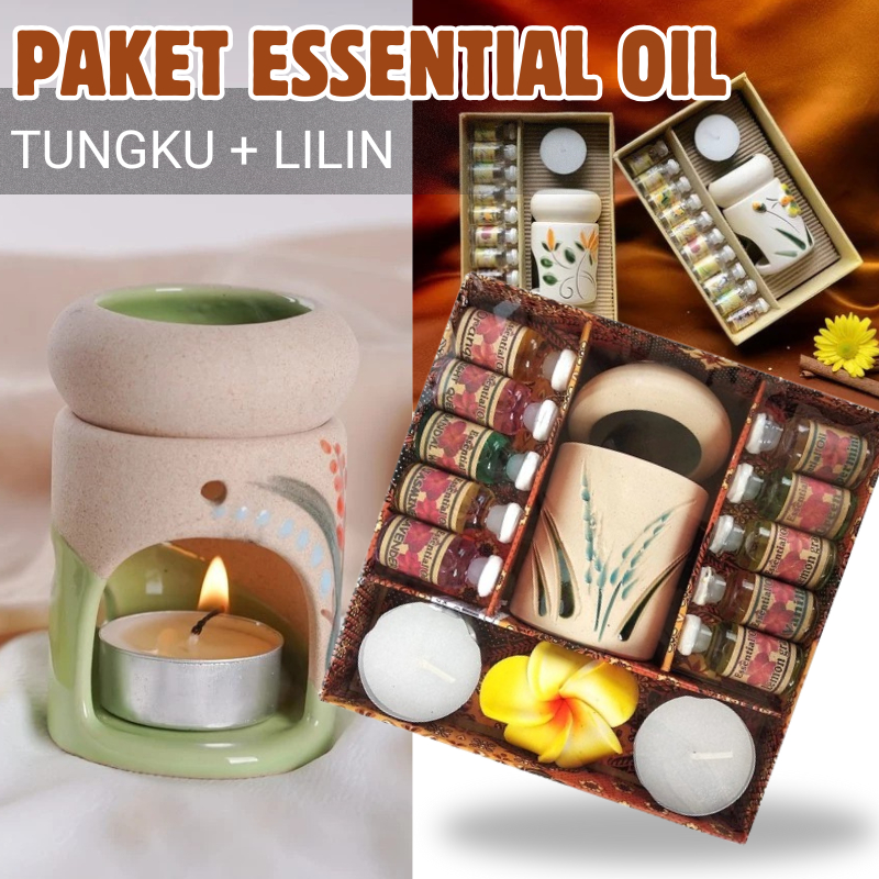 Jual PAKET Essential Oil + Tungku Burner + Lilin Aroma Terapi 1SET ...