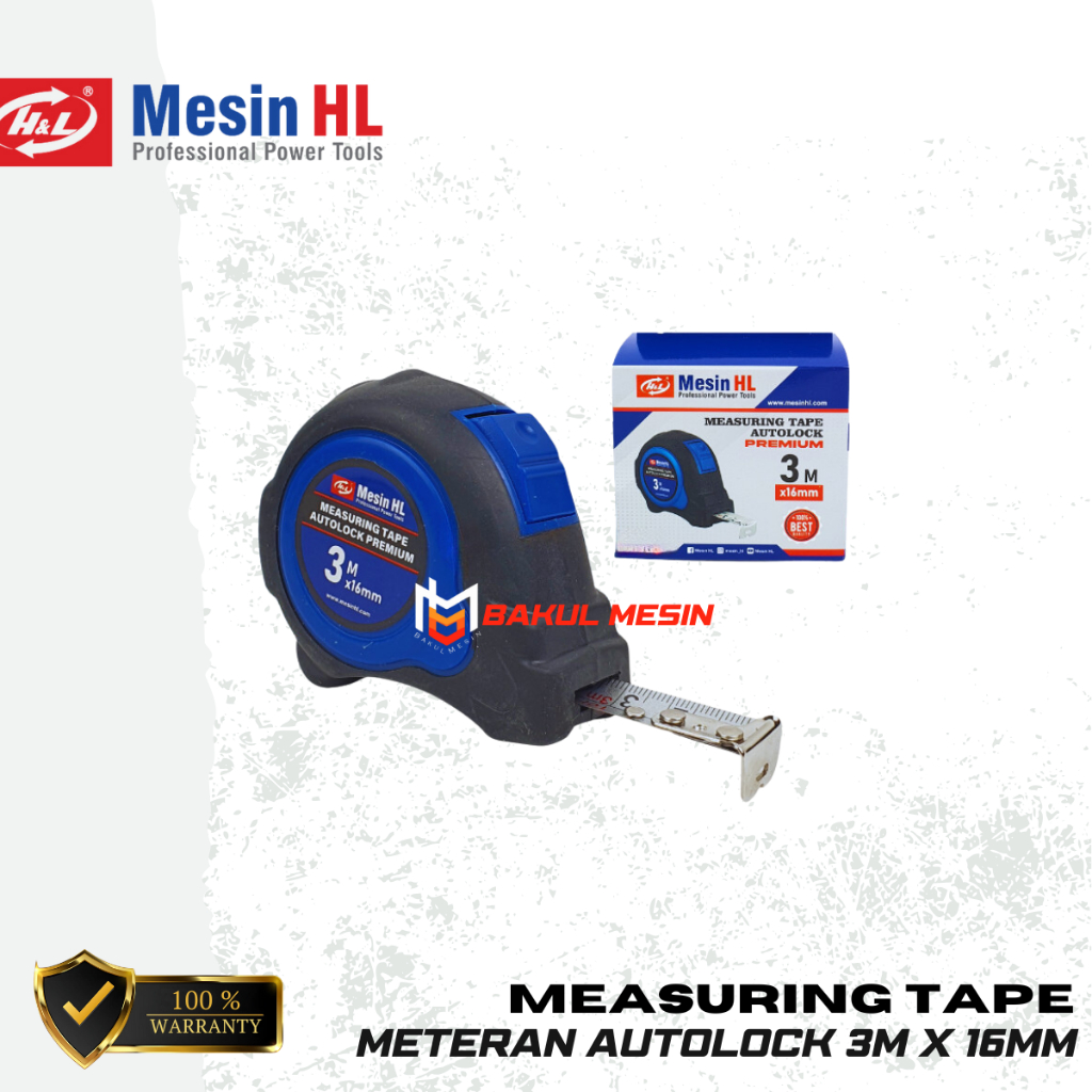 Jual Meteran Rol Autolock H&L Measuring Tape Premium 3M x 16MM HNL ...