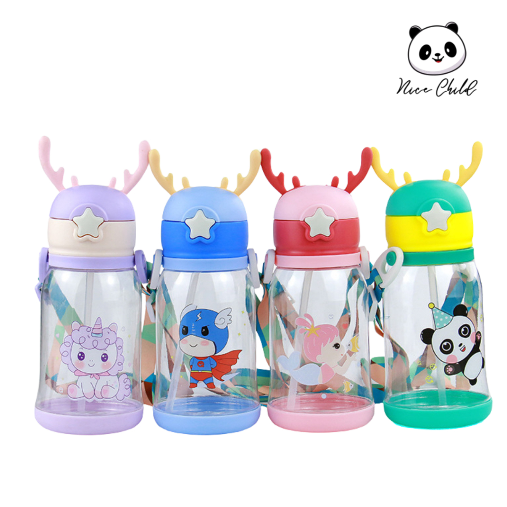 Jual NICE CHILD Botol Air Minum Anak Sedotan 610ml Model Tanduk Rusa Lucu Free Tali Panjang Dan ...