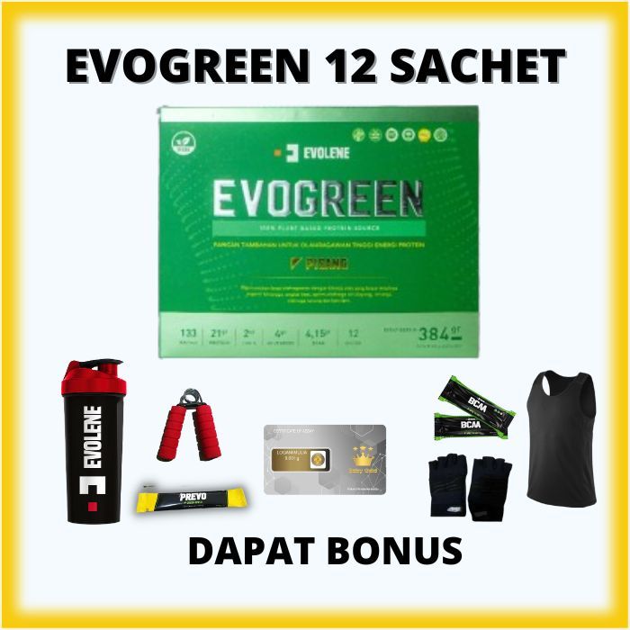 Jual EVOGREEN 1 BOX ISI 12 BY EVOLENE BPOM VEGAN PROTEIN EVO VEGAN BPOM ...