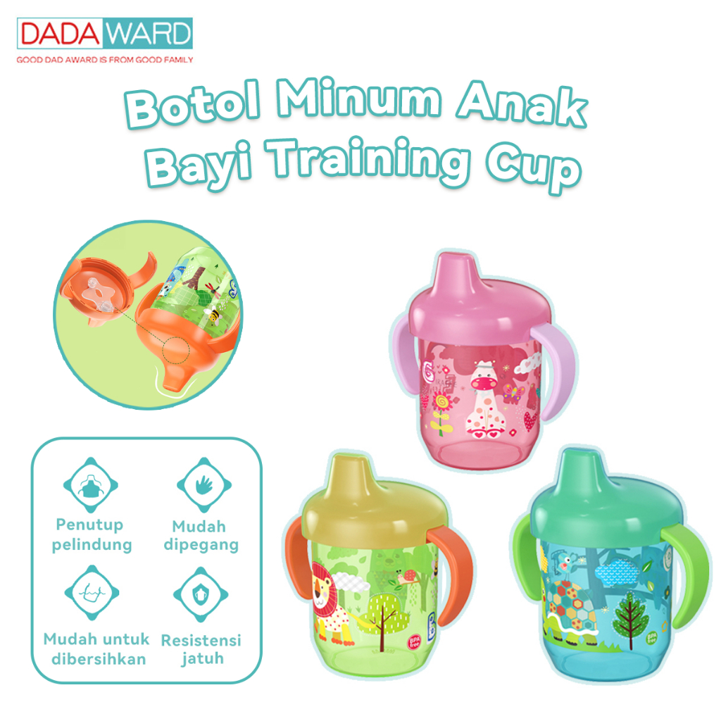 Jual DADAWARD Botol Minum Anak Bayi Anti Tumpah Gelas Hisap Tutup 250ml ...