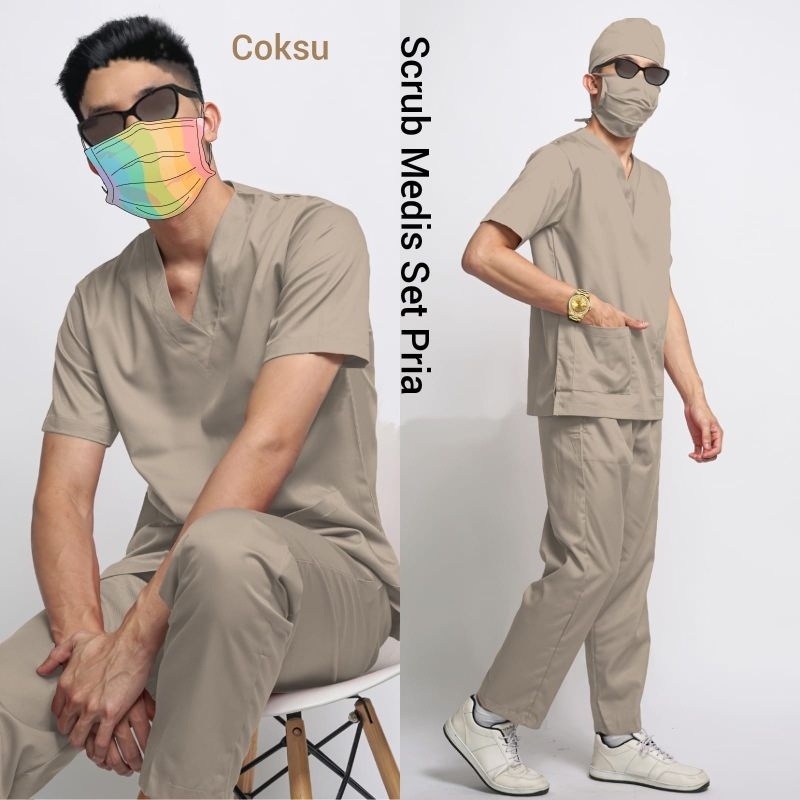 Jual Baju Scrub Medis Dokter Baju Perawat Pria Set Scrub Medical set ...