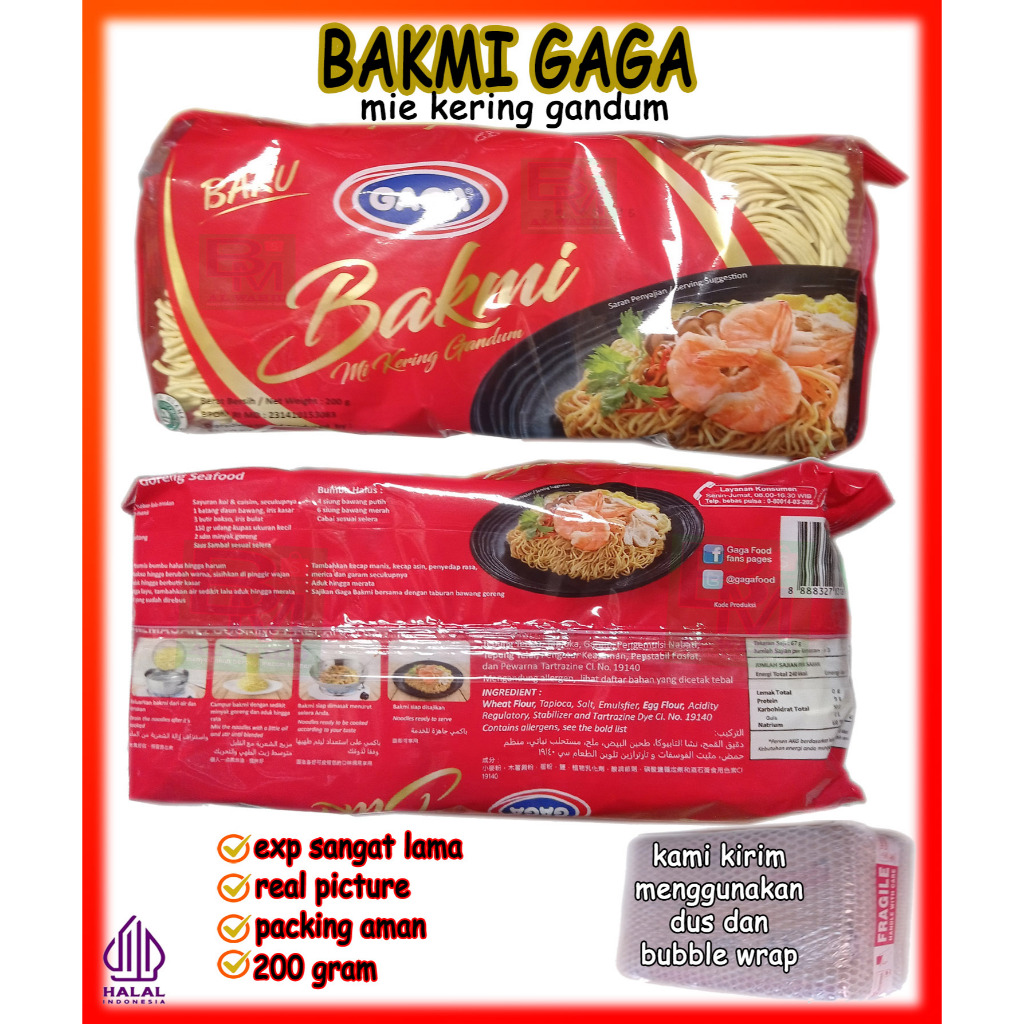 Jual MIe Mi Bakmi Bakmie Gaga Mie Kering Gandum Kemasan 200 Gram ...
