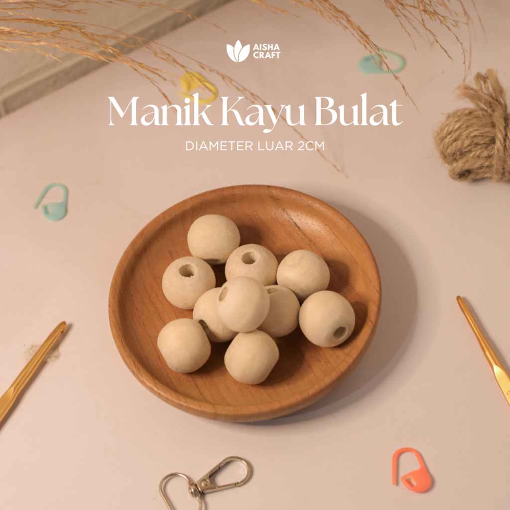 Jual Manik Kayu Bulat Wooden Beads Diameter Luar 15MM & 20MM | Shopee ...