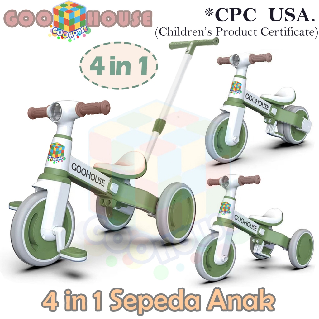 Jual 4 in 1 Sepeda Anak Naik Sepeda Keseimbangan Bayi Sepeda Roda 3 ...