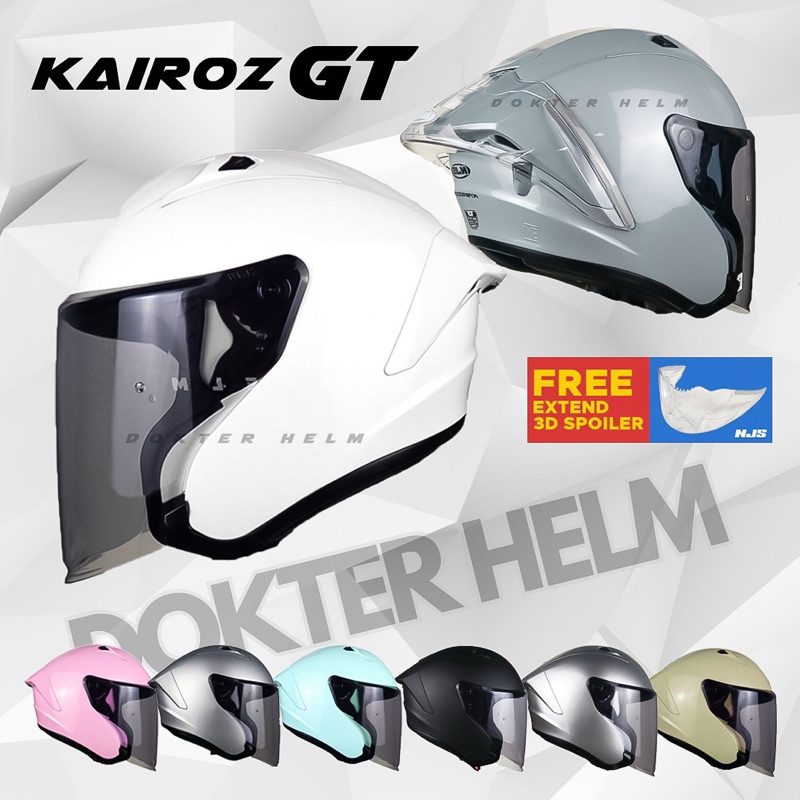 Jual Helm NJS KAIROZ GT SOLID FREE SPOILER 3D - Helm Half Face NJS ...