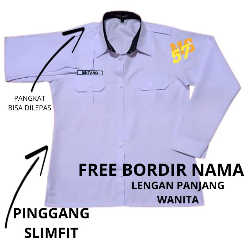 Jual Baju pdh putih wanita seragam guru pns asn dinas kerah hitam ...