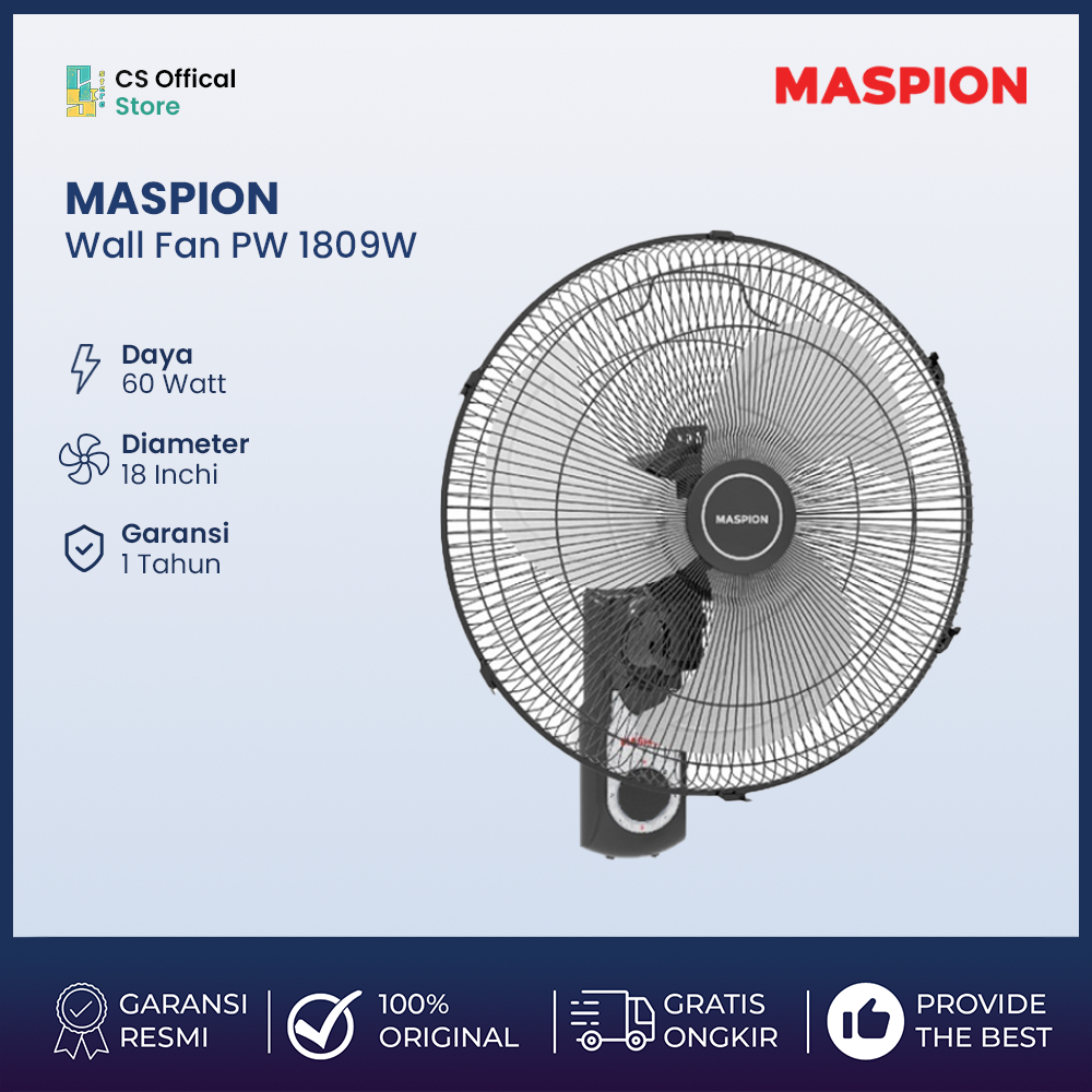 Jual MASPION Power Wall Fan Kipas Angin Dinding 18 Inchi PW-1809W ...