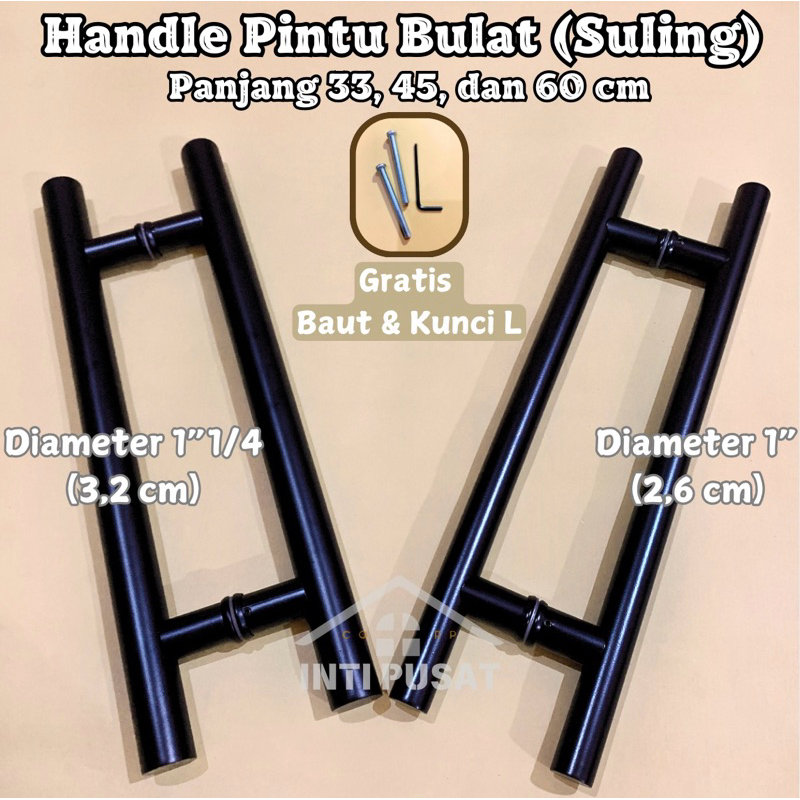 Jual Handle Pintu Rumah Minimalis Bulat Baut Tembus Panjang 33, 45, 60 ...