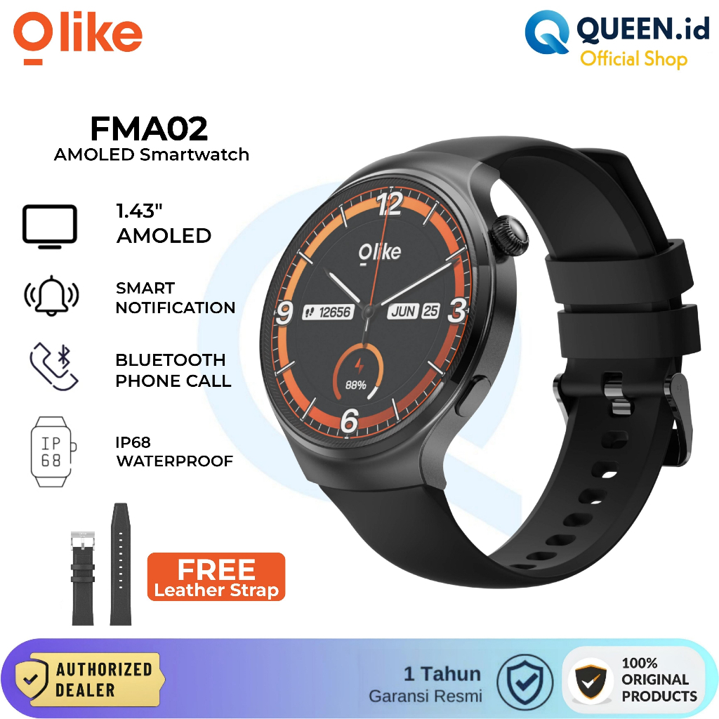 Jual Olike FMA02 Smartwatch 1.43" AMOLED Display Bluetooth Call Sport ...