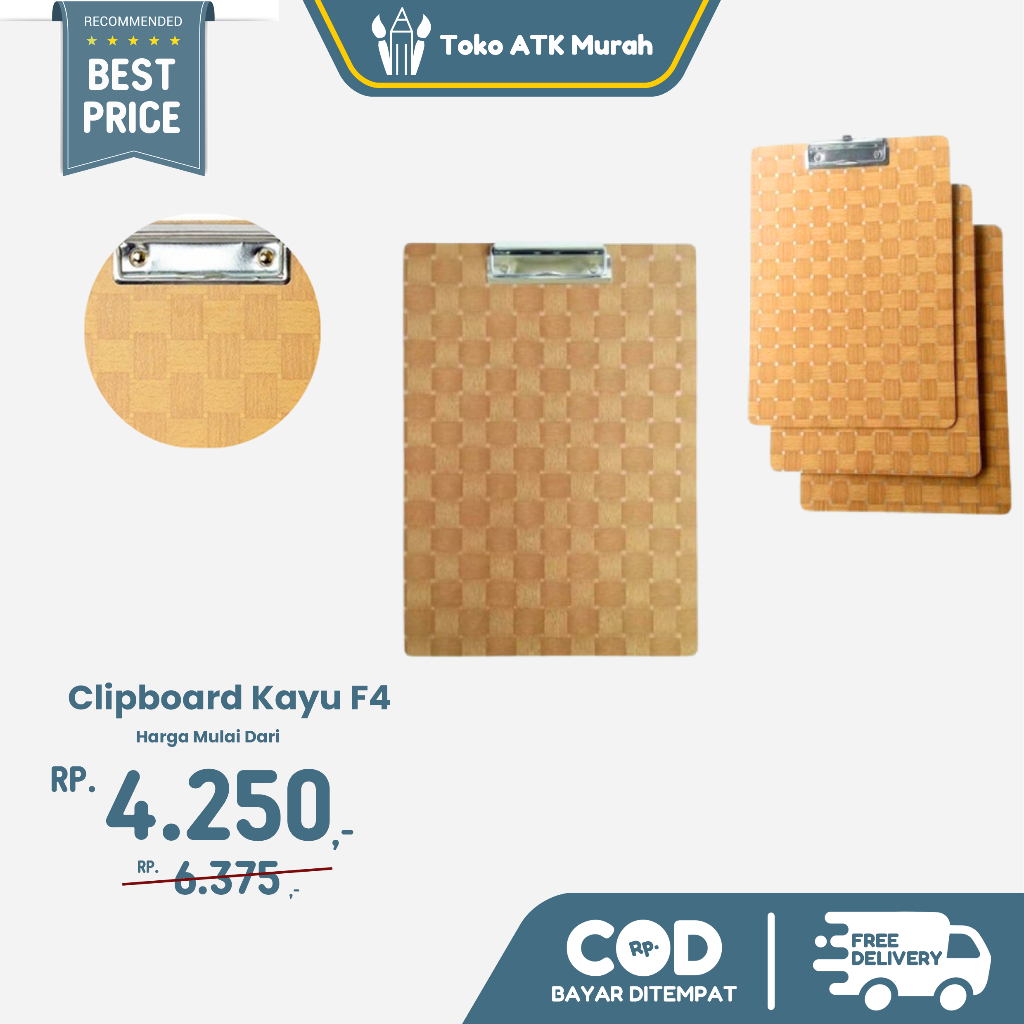 Jual Clipboard - Papan Jalan - Papan Dada Kayu F4 Folio Clip Board ...