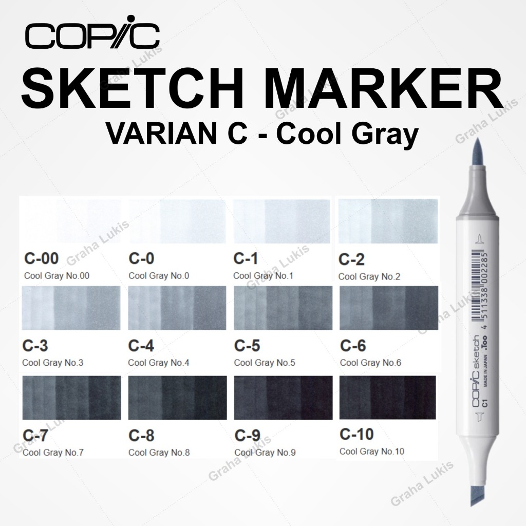 Jual COPIC SKETCH MARKER VARIAN C - Cool Gray | Shopee Indonesia