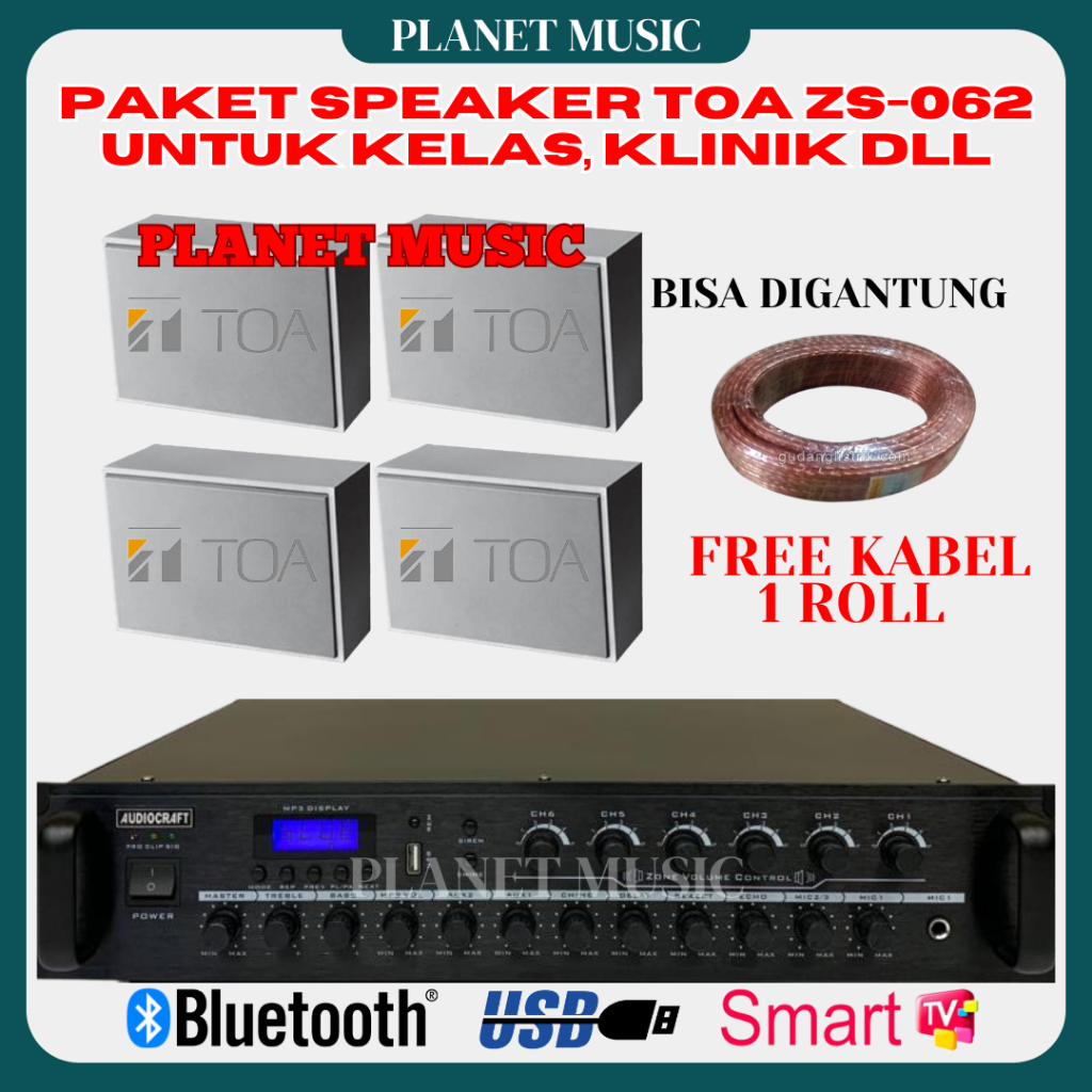 Jual Paket Speaker Box Indoor TOA ZS 062 4 Titik + Ampli Selector Bisa ...