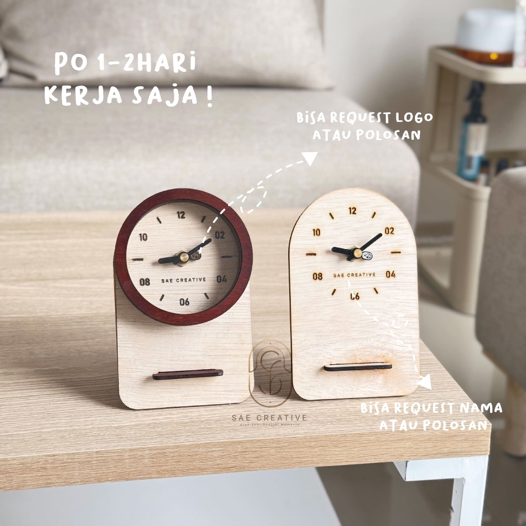 Jual Jam Meja Minimalis Custom Logo & Teks Grafir Unik cocok untuk ...