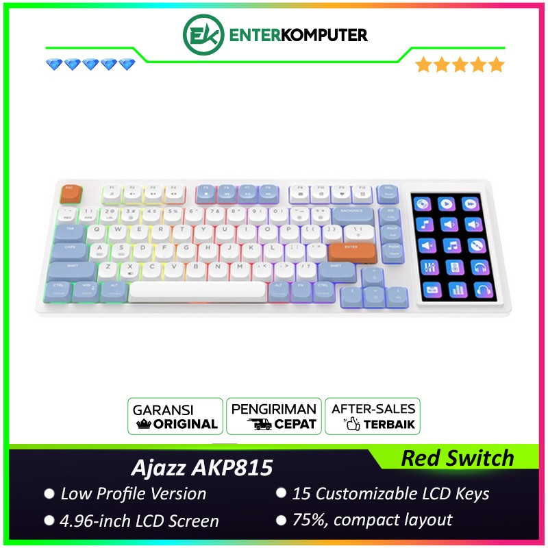 Jual Ajazz AKP815 Blue White Low Profile Mechanical Keyboard with ...