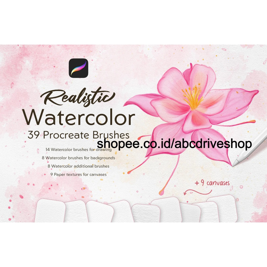 Jual Procreate Brush - Realistic Watercolor + 9 Canvas | Shopee Indonesia