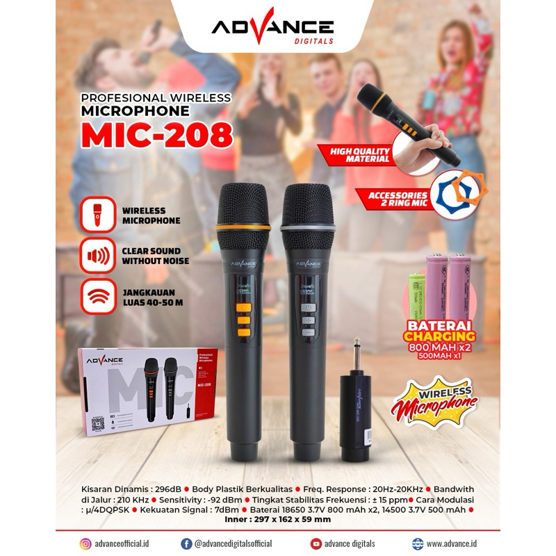 Jual ADVANCE Mic 208 Dual mikrophone (2 mic pegang) | Shopee Indonesia