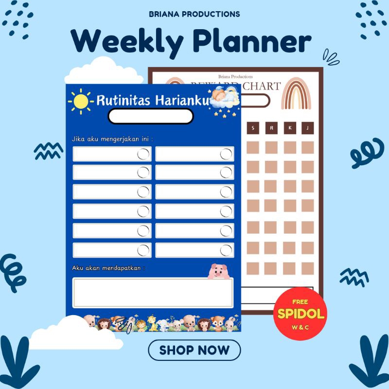 Jual WEEKLY PLANNER | JADWAL HARIAN MINGGUAN ANAK | TABEL KEGIATAN ANAK ...